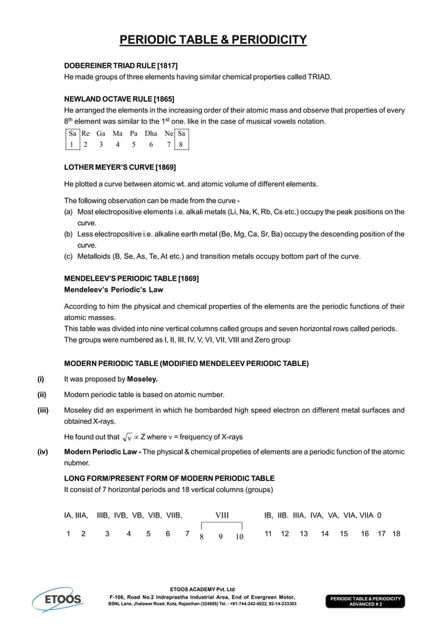 Assignment periodic table_jh_sir-3575 | PDF | Chemistry | Science