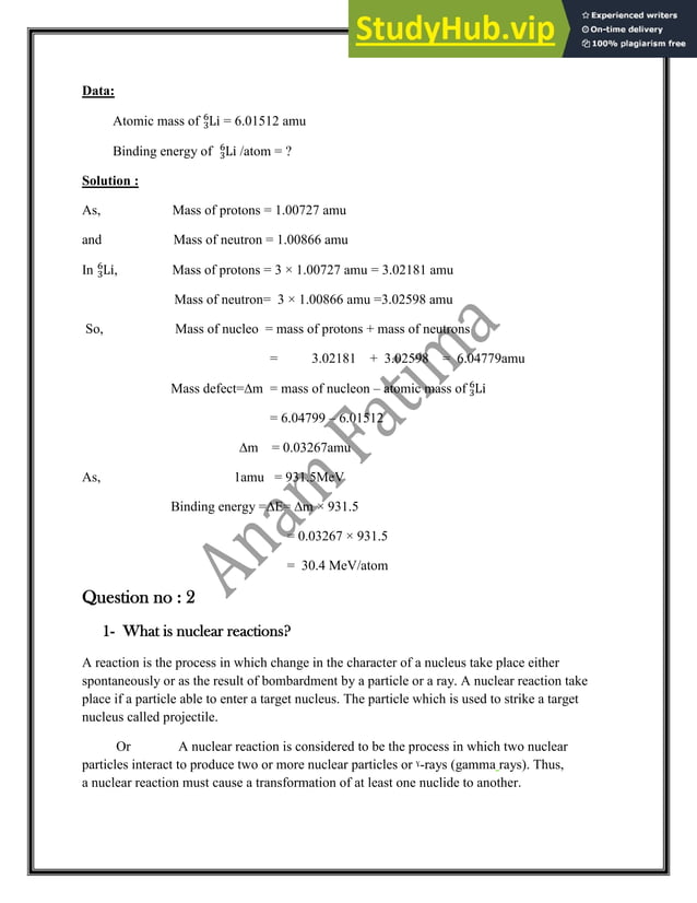 Assignment Physical Chemistry By Anam Fatima | PDF | Chemistry | Science