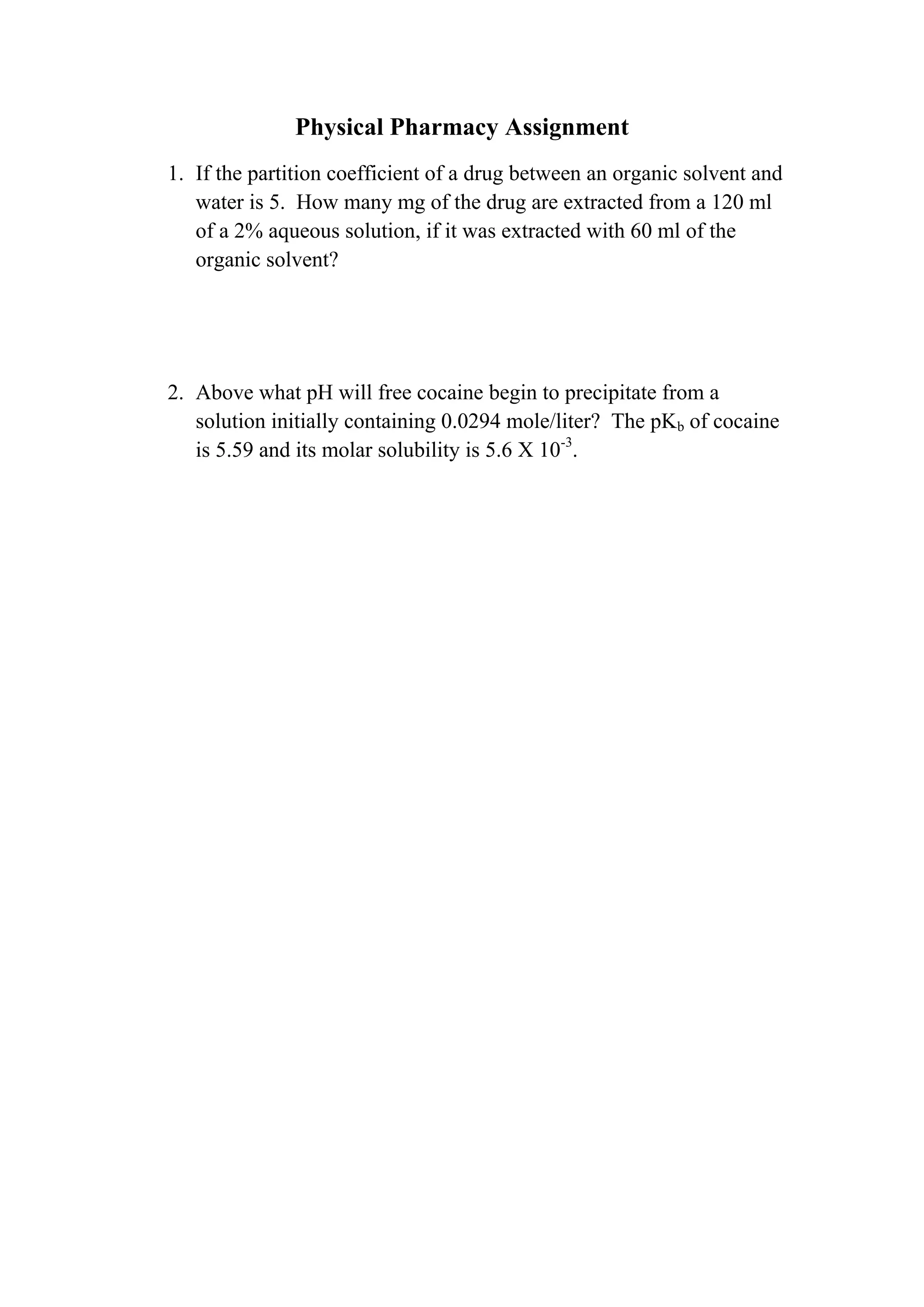 Assignment physical pharmacy | PDF