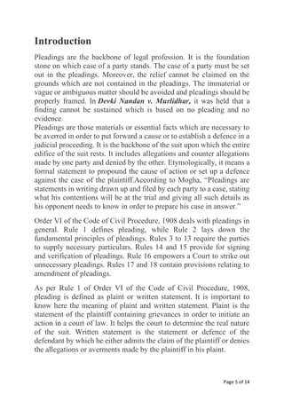 fundamental rule of pleading, order -6 of cpc | PDF