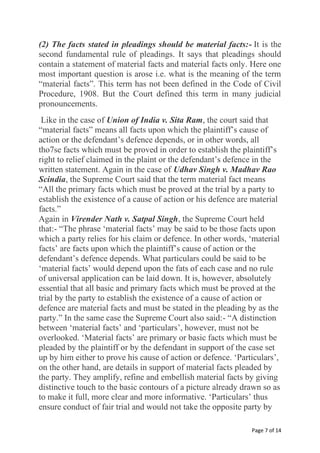 fundamental rule of pleading, order -6 of cpc | PDF | Law