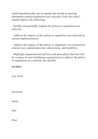 Assignment PolicyRegulation Fact SheetAs a professional .docx