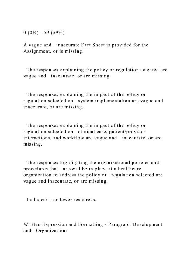 Assignment PolicyRegulation Fact SheetAs a professional .docx