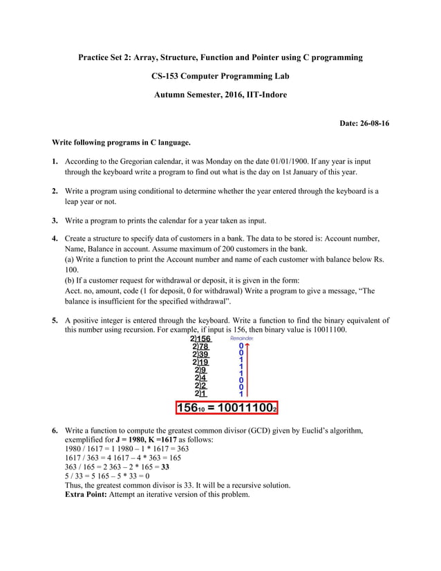 C- Programming Assignment practice set 2 solutions | PDF