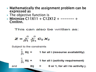 Assignment problem | PPTX