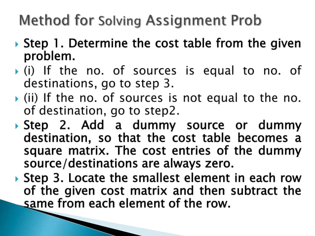 Assignment problem | PPT