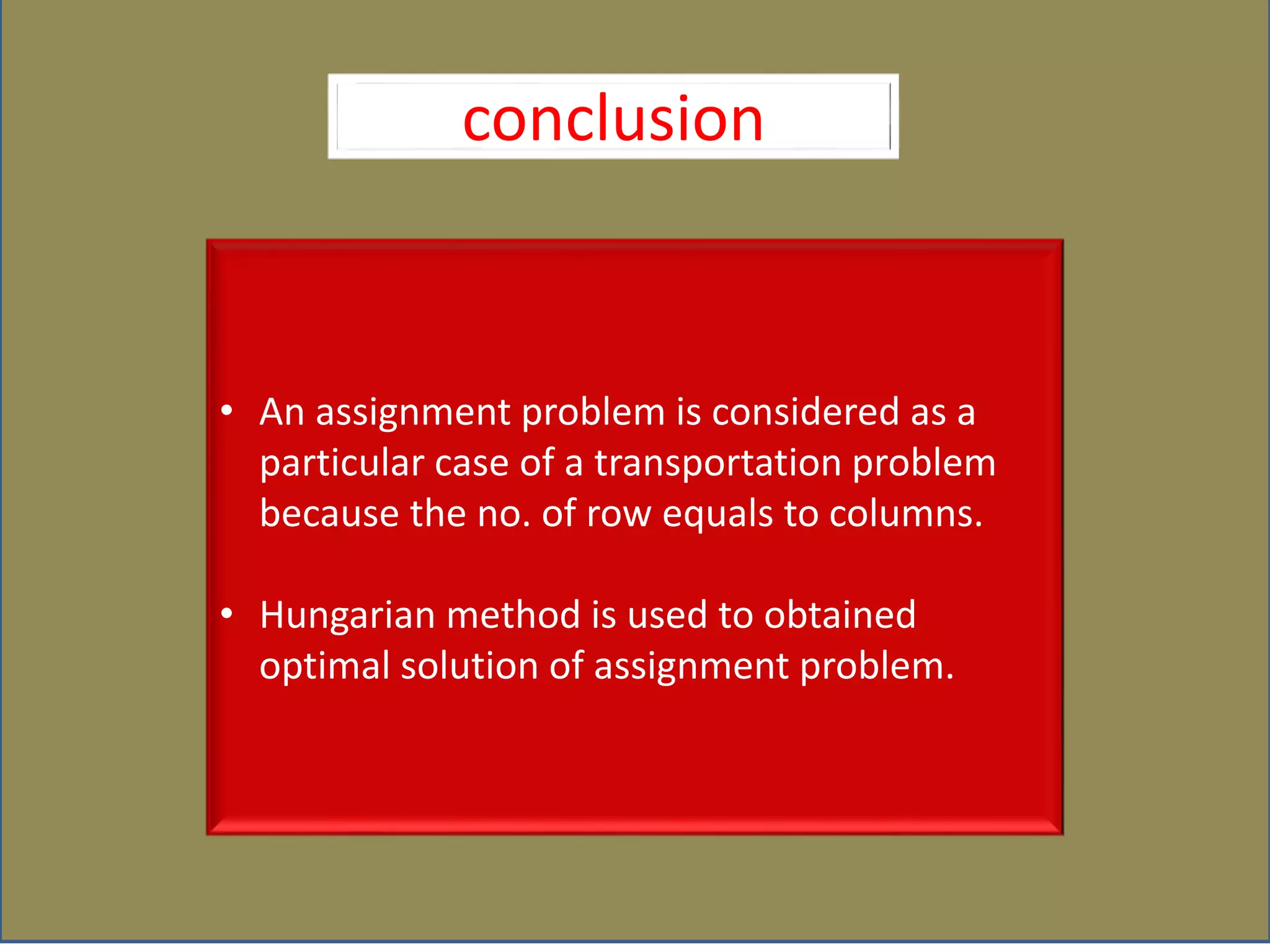 Assignment problem method | PPTX | Technology & Computing