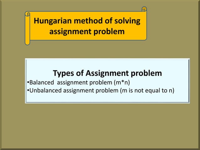 Assignment problem method | PPT