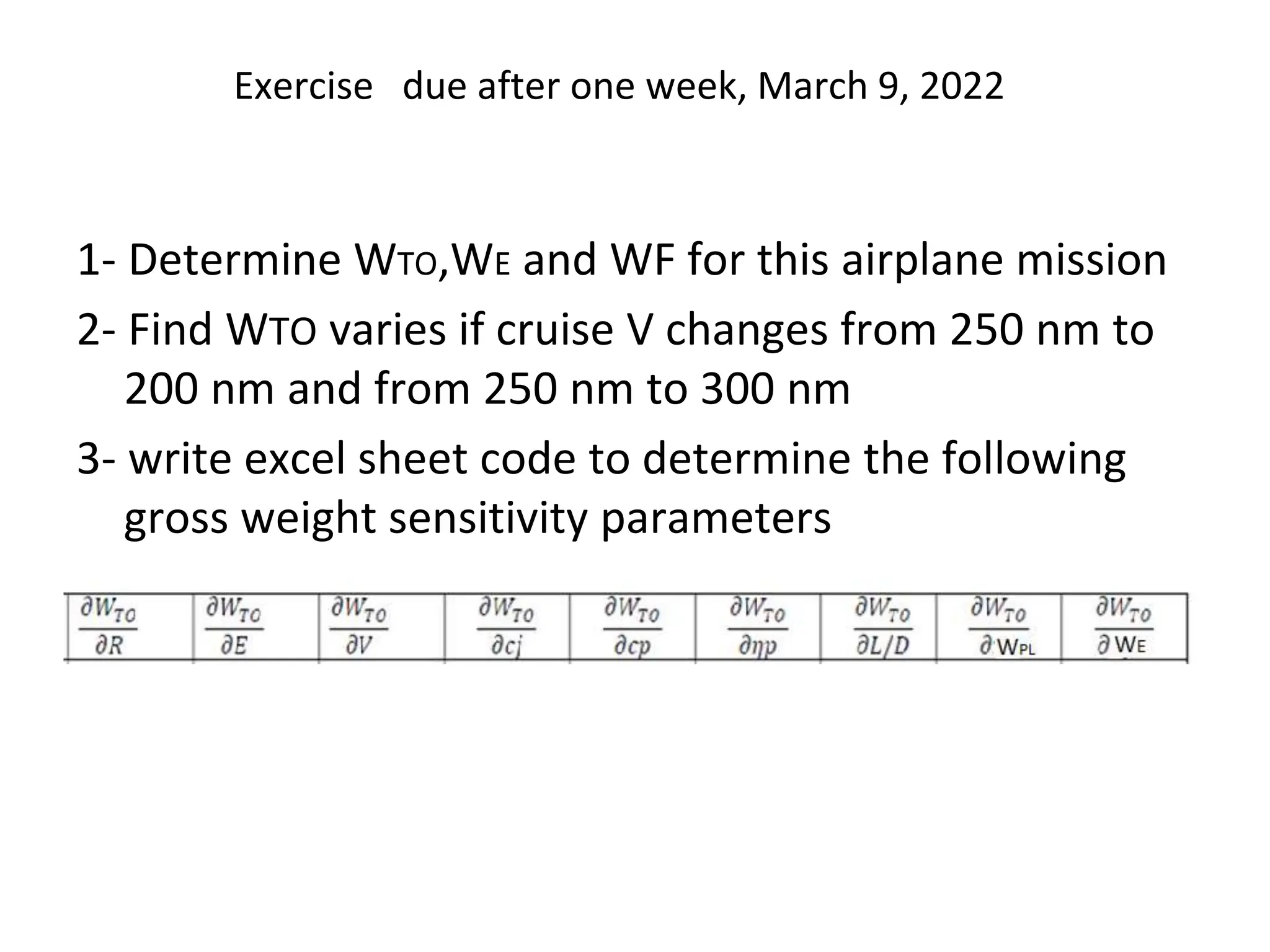 Aircraft Design, Weight Estimation Assignment | PPTX