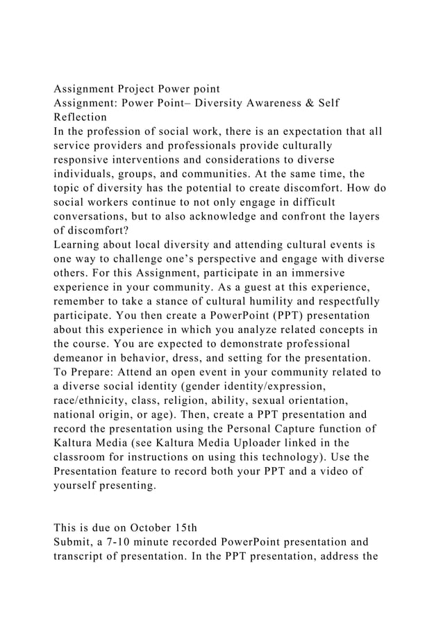 Assignment Project Power pointAssignment Power Point– Diversity.docx