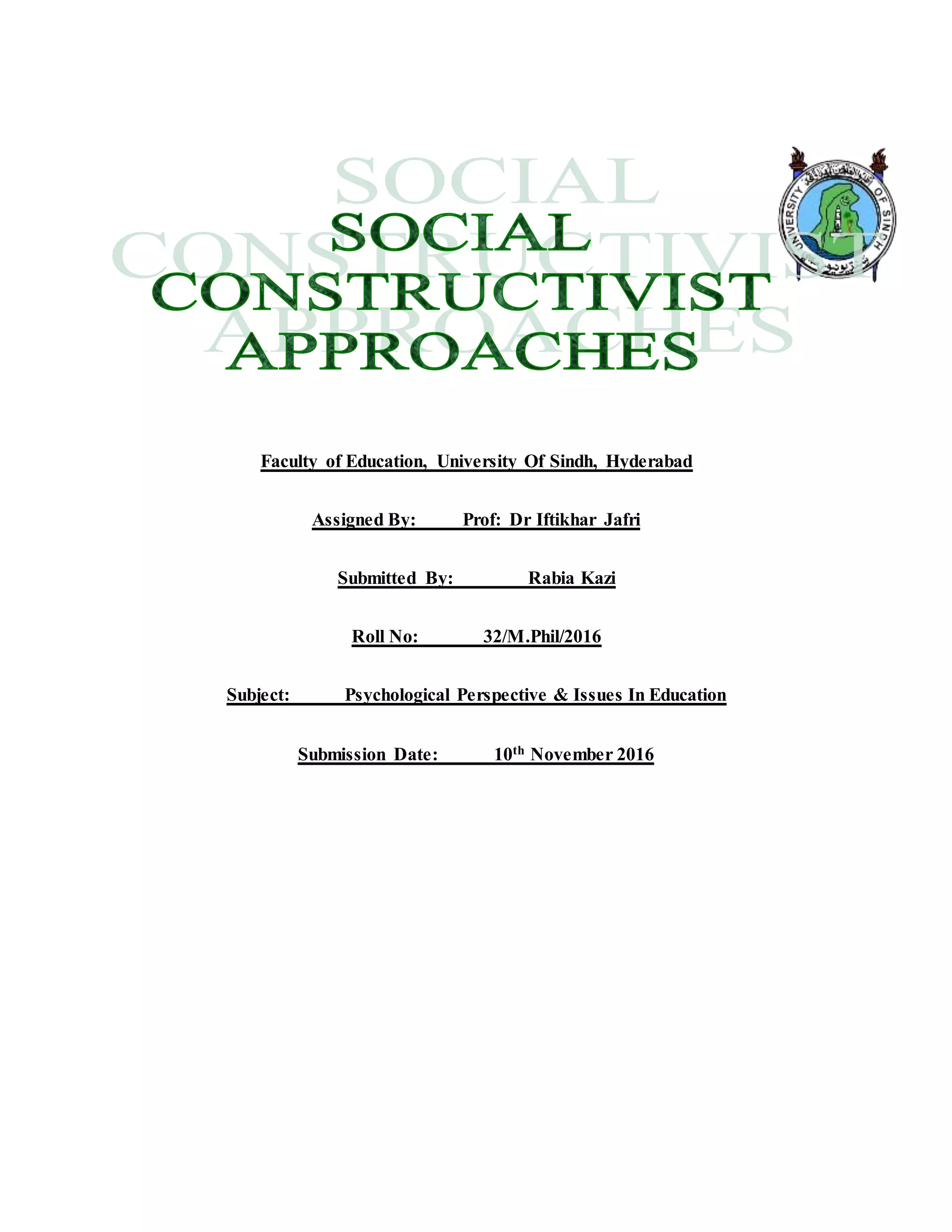 Social Constructivist Approaches | DOCX