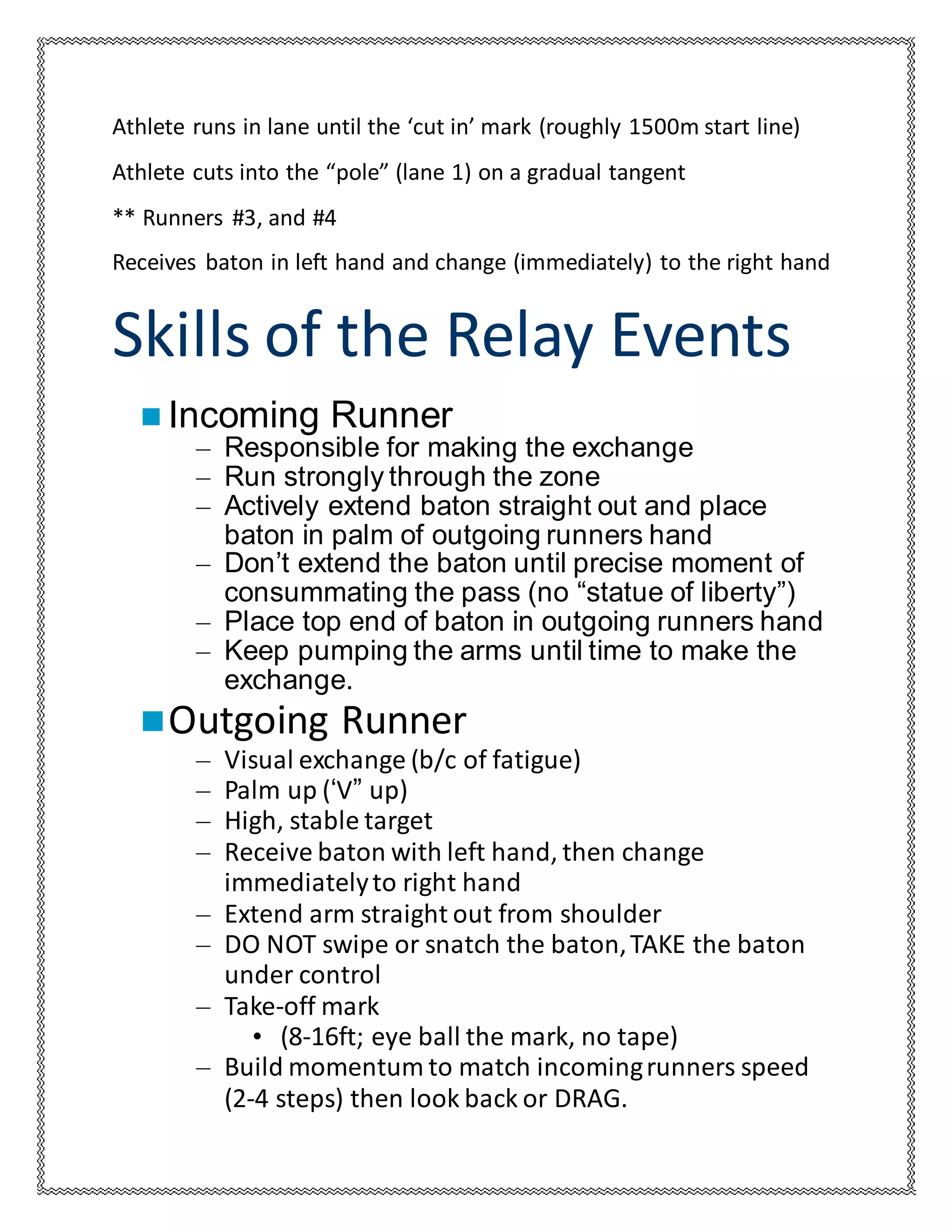relay races sports | DOCX | Track and Field | Sports