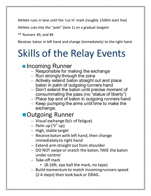 relay races sports | DOCX | Track and Field | Sports
