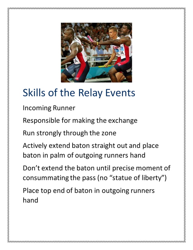 relay races sports | DOCX | Track and Field | Sports