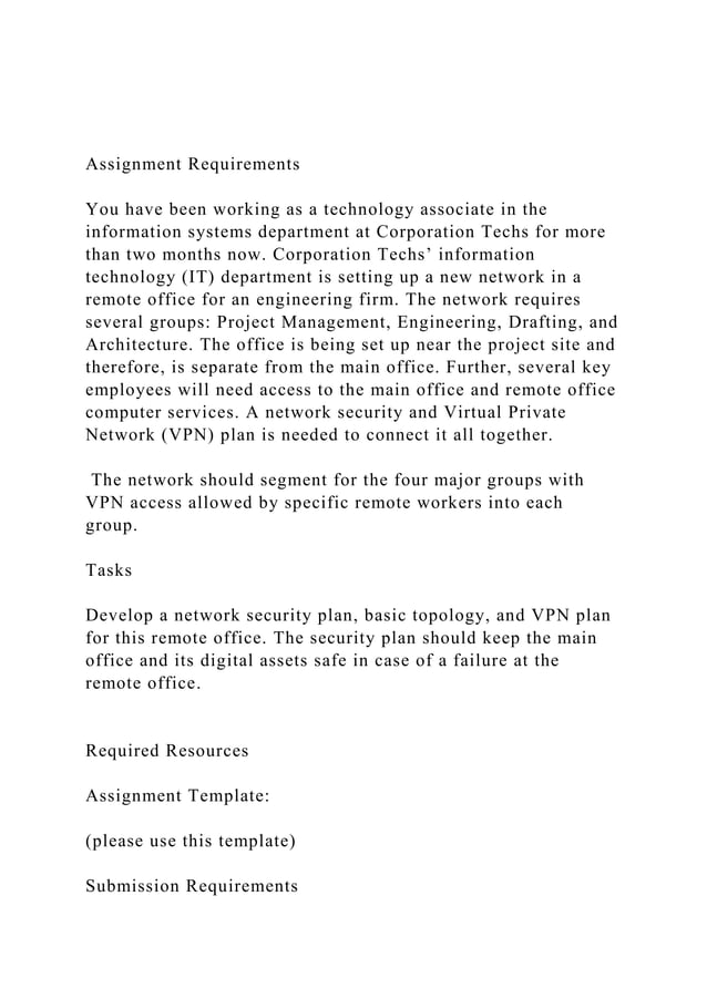 Assignment Requirementsyou Have Been Working As A Technology Pdf 