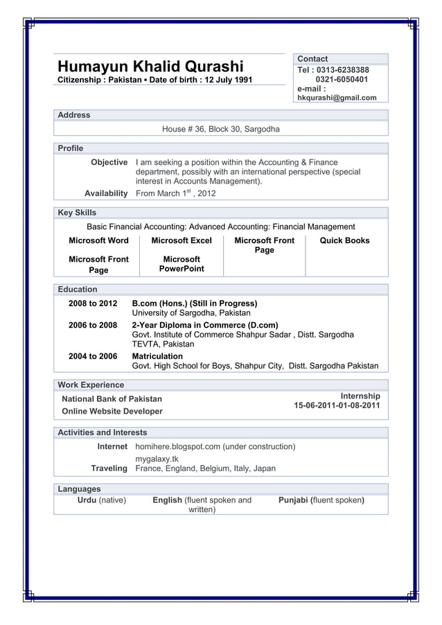 Assignment resume | PDF | Resume Writing and Advice | Job Search
