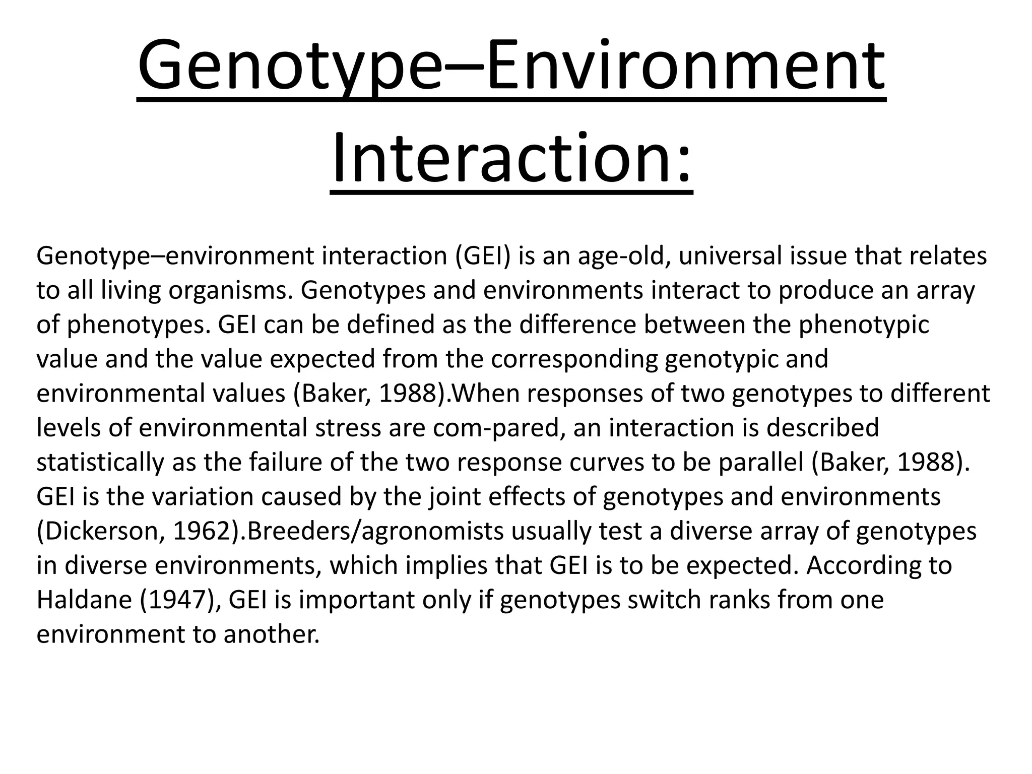 Genotype–Environment Interaction | PPTX