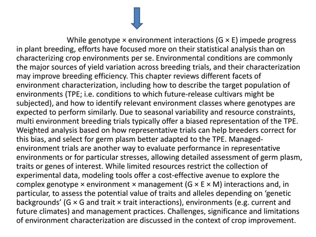 Genotype–Environment Interaction | PPTX | Agriculture | Industries