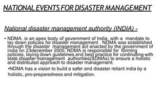 GLOBAL AND NATIONAL EVENTS FOR DISASTER MANAGEMENT | PPTX