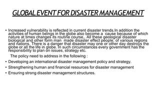 GLOBAL AND NATIONAL EVENTS FOR DISASTER MANAGEMENT | PPTX | Environment ...