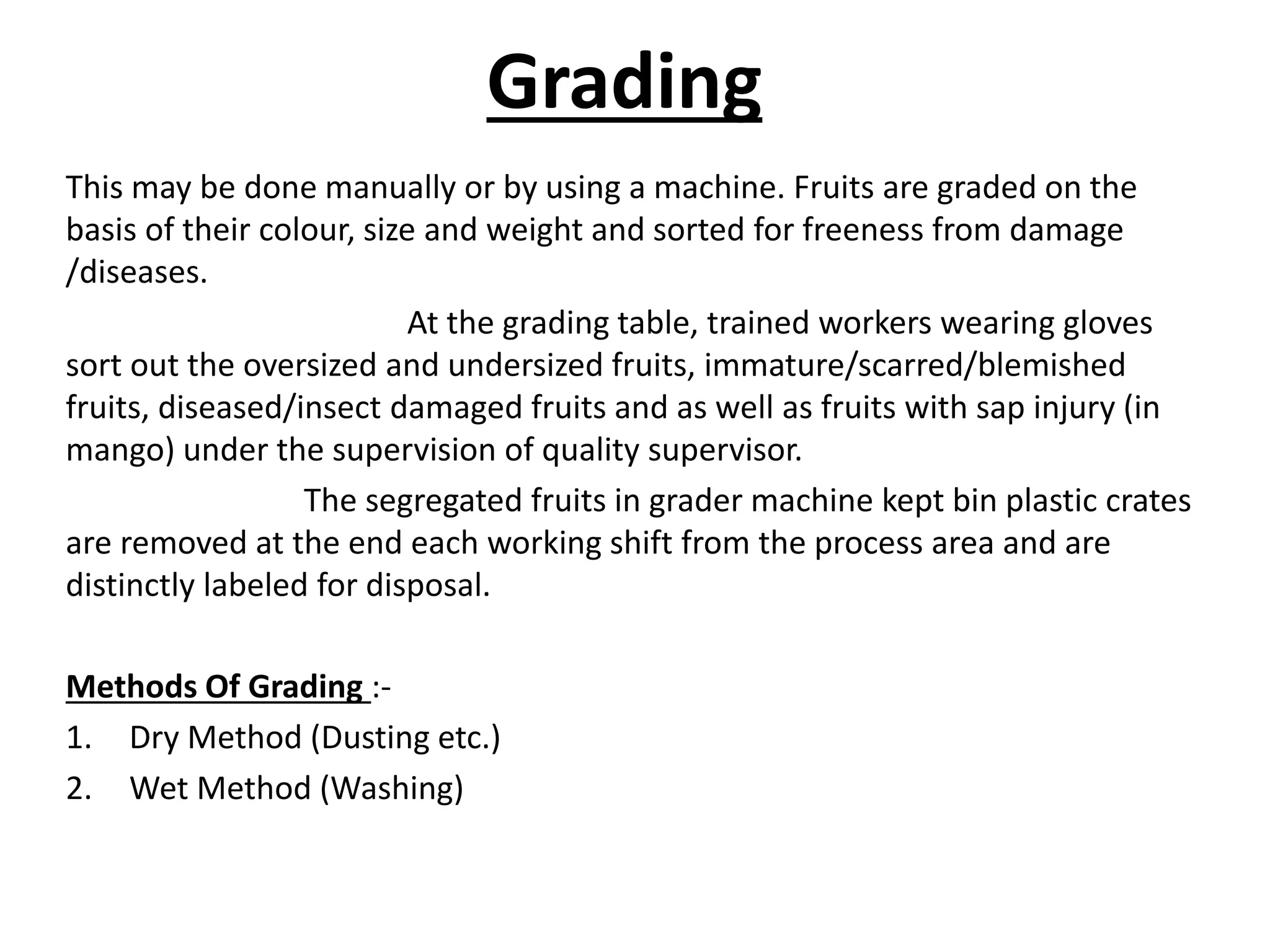 Cleaning & Grading Equipments For Fruit and Vegetable | PPTX