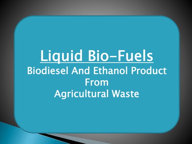 Bio-Fuels Biodiesel And Ethanol Product | PPTX | Agriculture | Industries