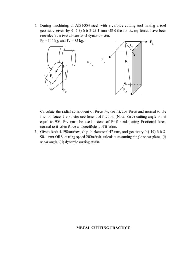 Assignments metal cutting - 1 | DOC