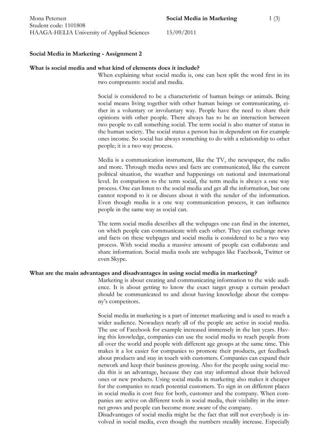Assignments 2 social media in marketing | PDF