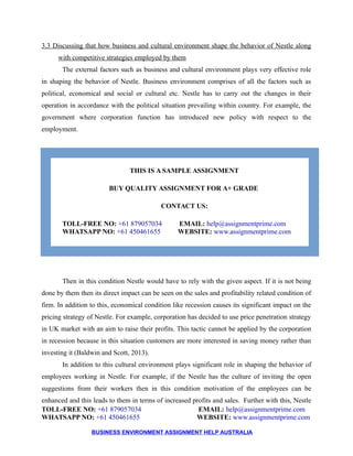 Assignment sample business environment of nestle | PDF