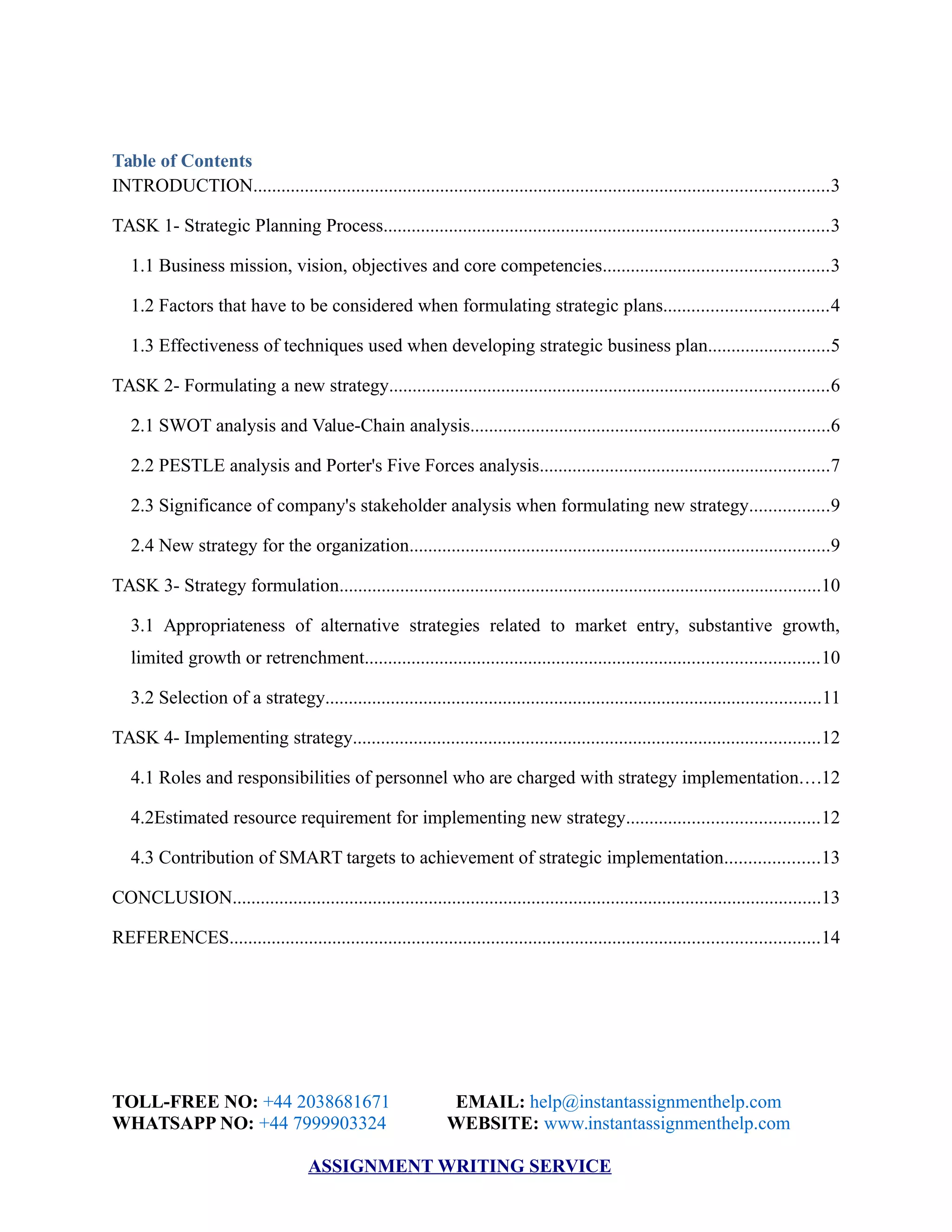 Assignment Sample: Business Strategy of an Organization | PDF