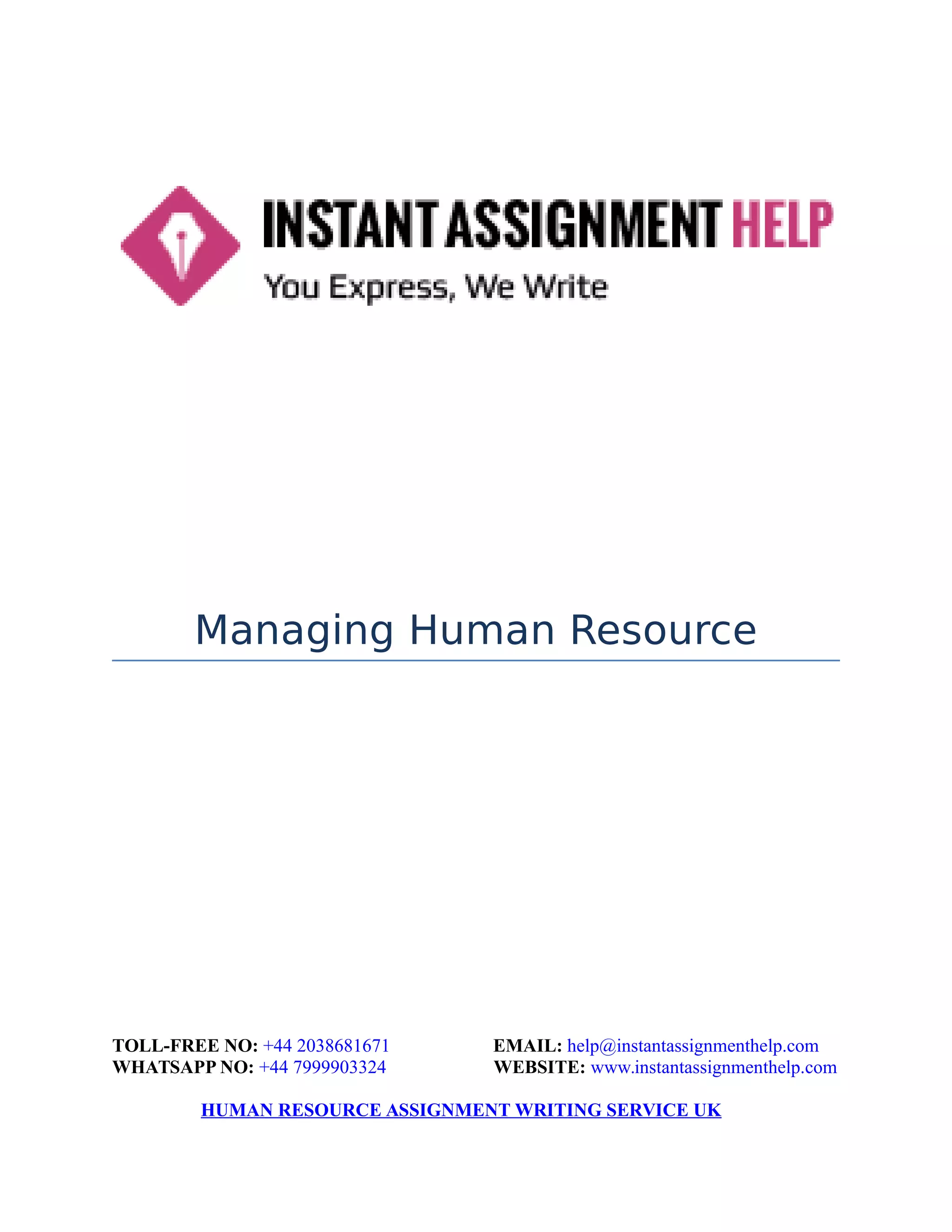Assignment Sample: Managing Human Resource in Business | PDF
