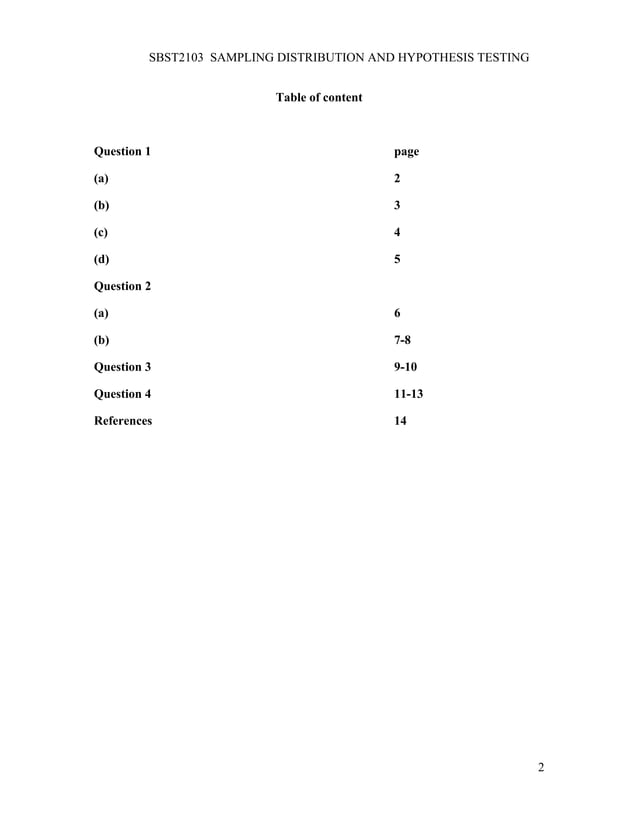 SAMPLING DISTRIBUTION AND HYPOTHESIS TESTING (SBST2103) | PDF