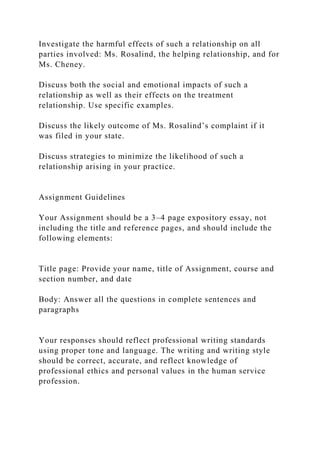 Assignment ScenarioMs. Cheney was a case manager at an outpa.docx ...