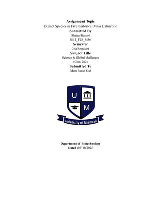 Extinct species in five historical mass extinctions | PDF