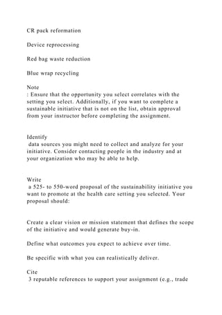 Assignment Select a health care setting you want to focu.docx