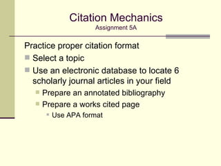Assignments for the First and Second Year | PPT