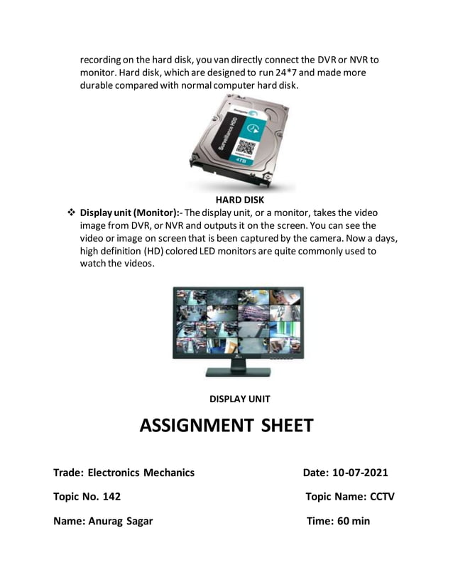 Assignment sheet cctv | DOCX | Cameras and Camcorders | Consumer ...