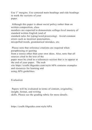 Assignment Sheet CDFS 411 Policy Interview Paper .docx