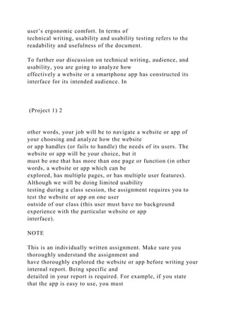 Assignment Sheet Project 1 Usability Project.docx