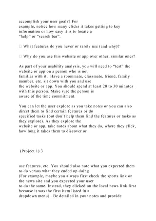 Assignment Sheet Project 1 Usability Project.docx