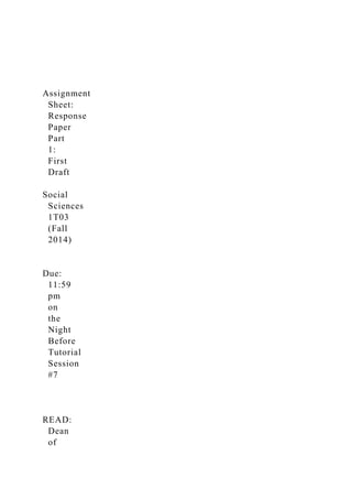 Assignment Sheet Response Paper Part 1 Fir.docx