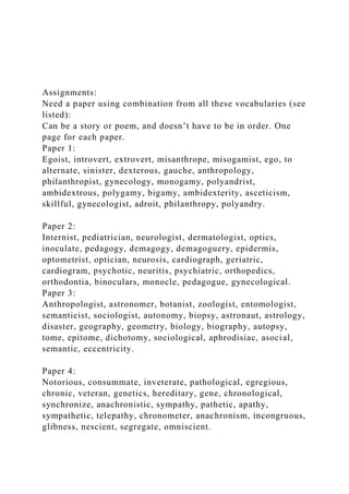 AssignmentsNeed a paper using combination from all these vo.docx