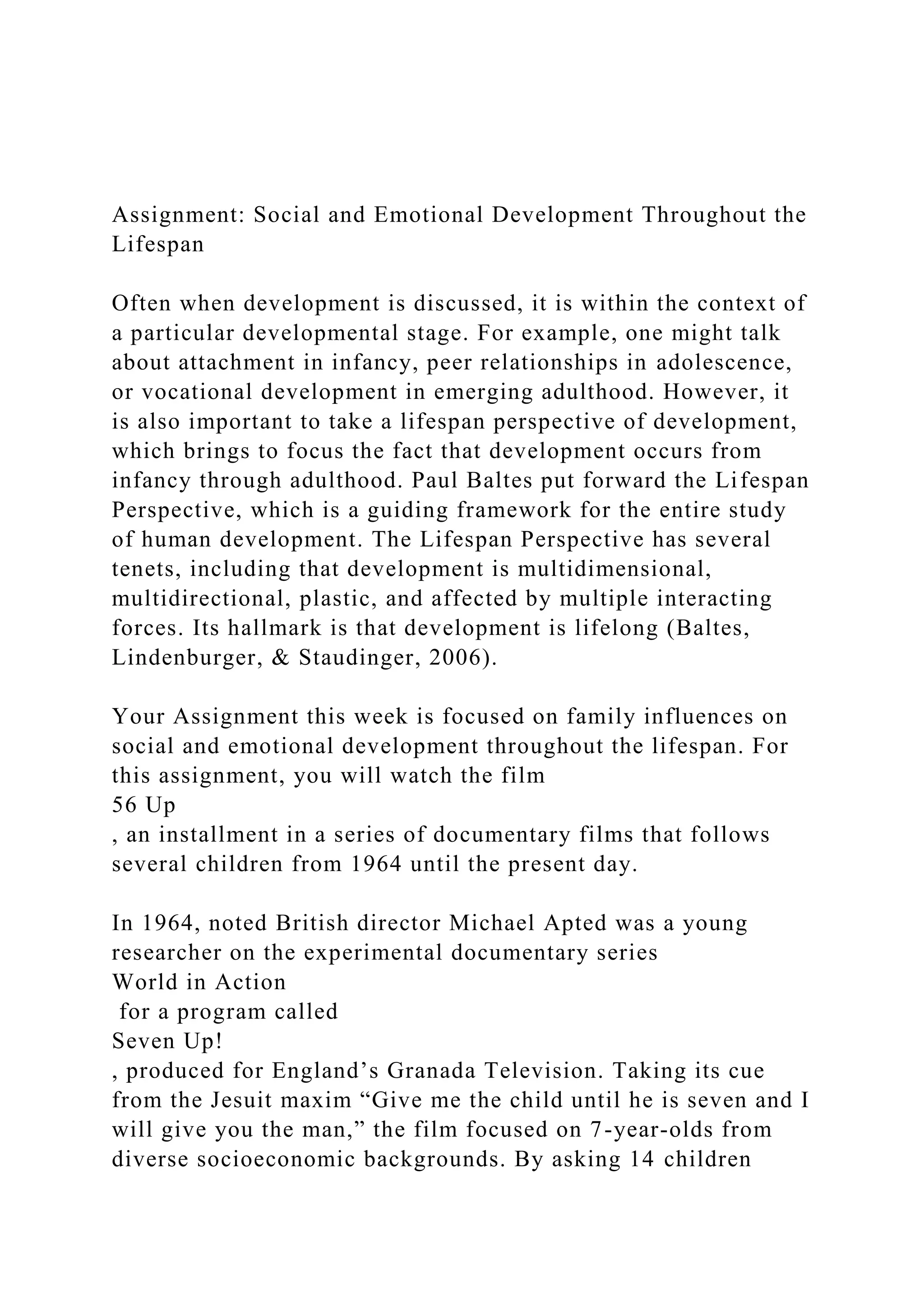 Assignment Social and Emotional Development Throughout the Life.docx