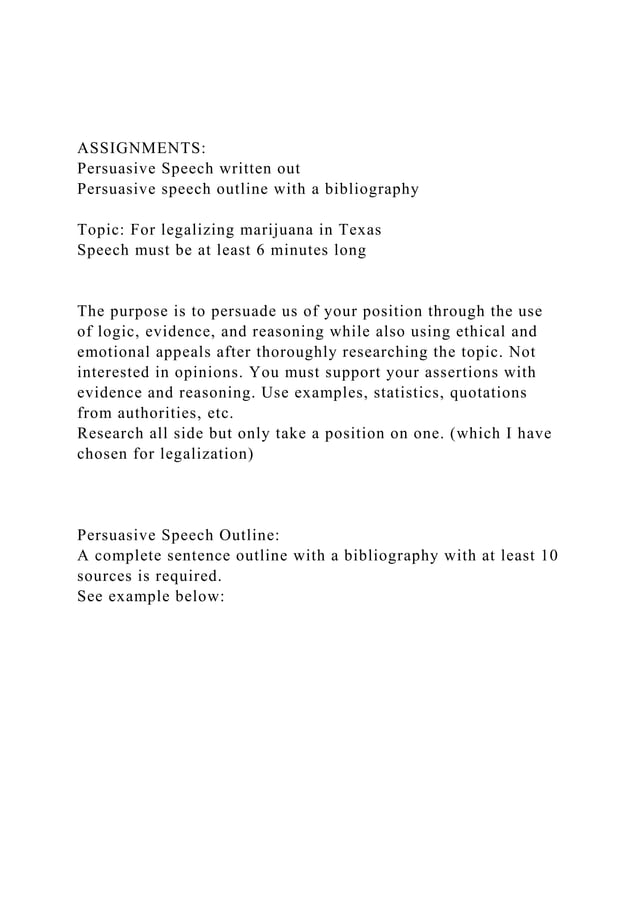 ASSIGNMENTSPersuasive Speech written outPersuasive speech o.docx