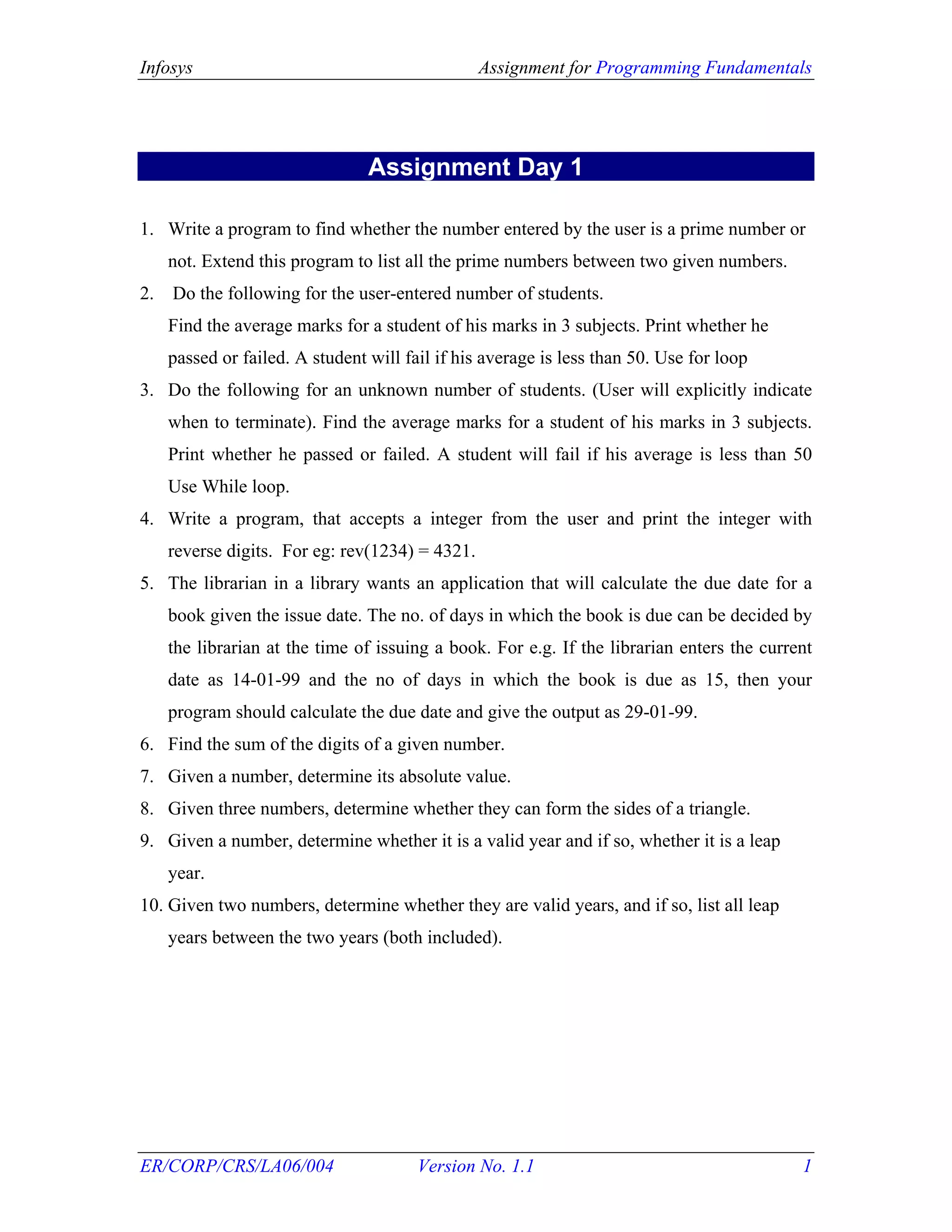 Assignments Programming Fundamentals | PPT Assignments Programming Fundamentals | PPT