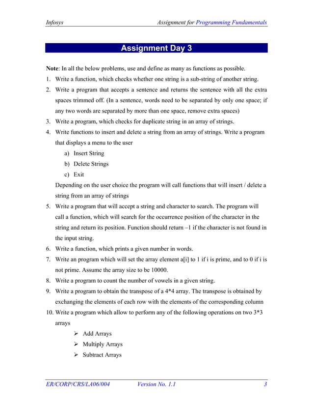 Assignments Programming Fundamentals Ppt 9229
