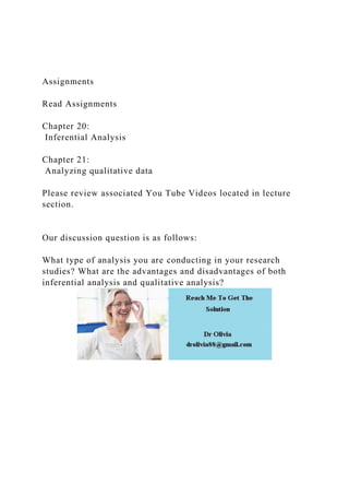 AssignmentsRead AssignmentsChapter 20 Inferential Ana.docx ...