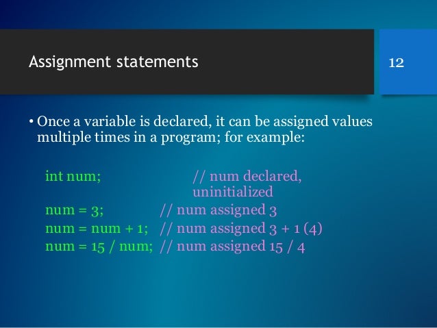 Compiler: Programming Language= Assignments and statements Compiler: Programming Language= Assignments and statements