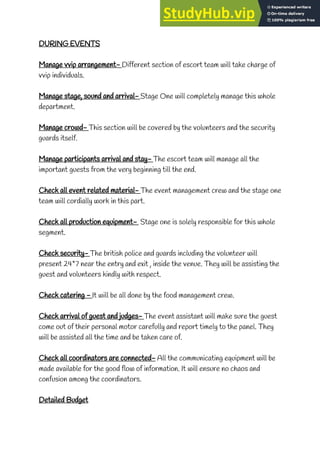 ASSIGNMENT SUBJECT Fundamentals Of Event Management EM301 | PDF