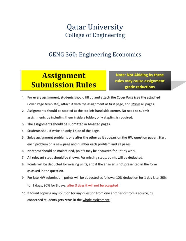 Assignment submission rules | PDF